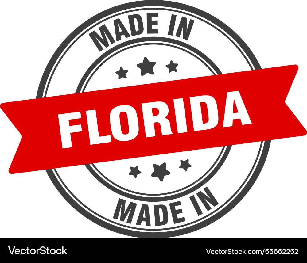 Made in florida round sign stamp Royalty Free Vector Image