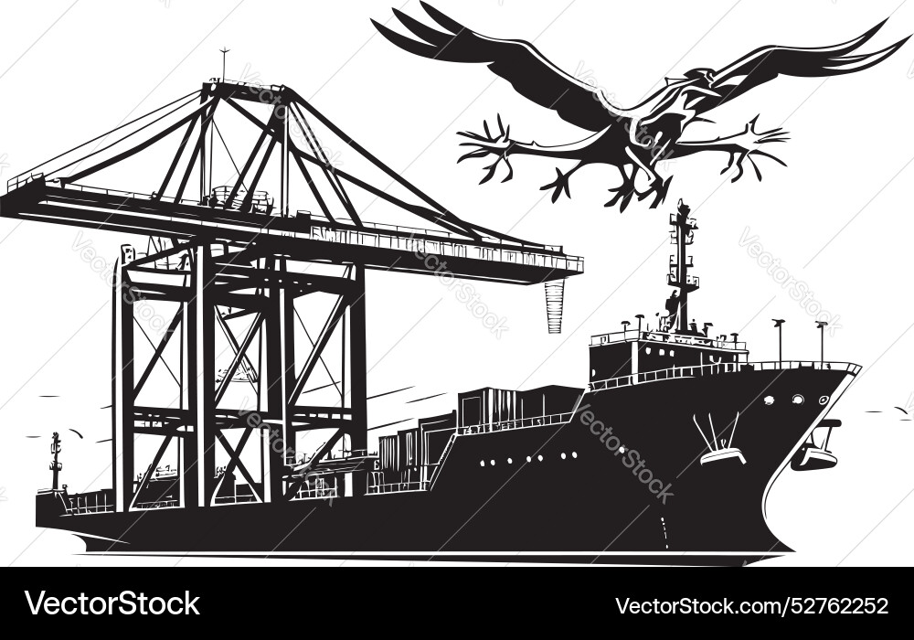 Nautical navigation crane loading cargo ship Vector Image