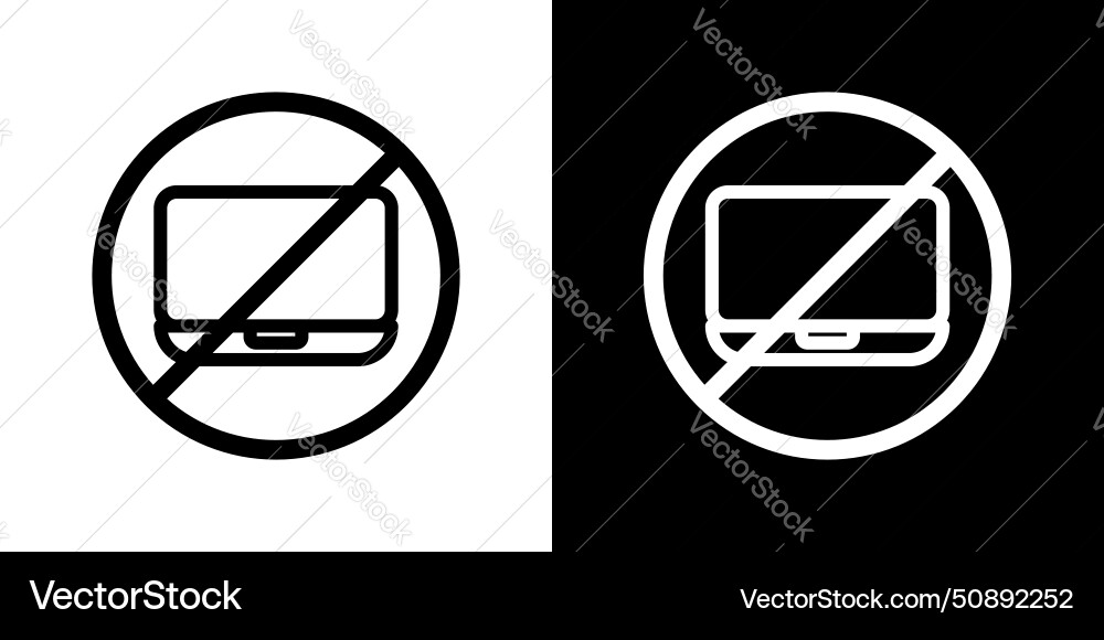 No laptop sign forbidden pc symbol Royalty Free Vector Image