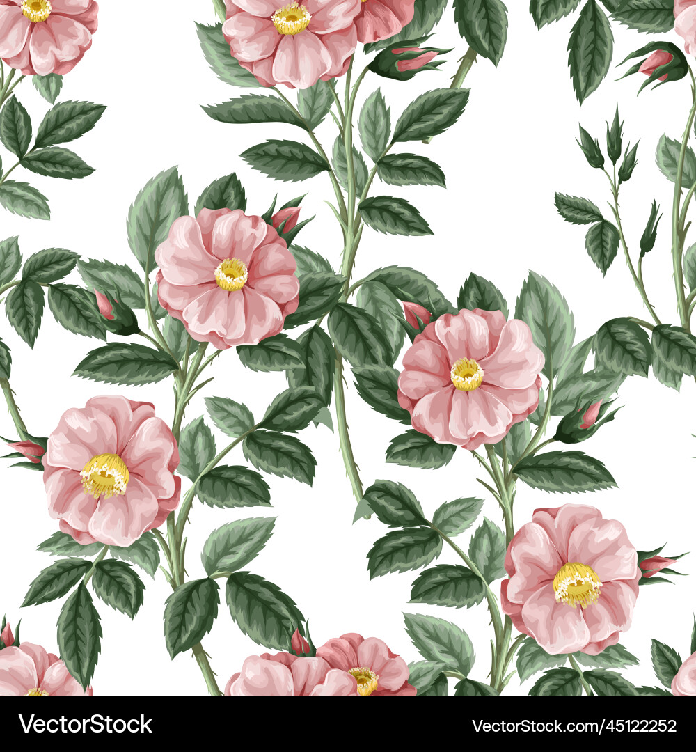 Seamless pattern with small pink roses Royalty Free Vector