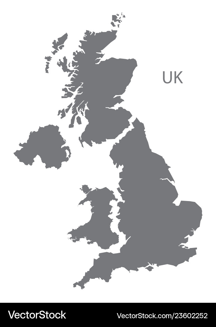 United kingdom map grey Royalty Free Vector Image