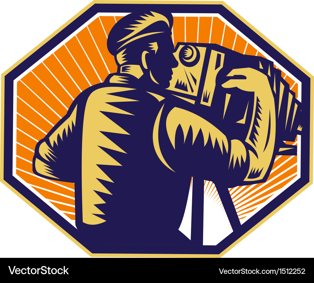 Vintage Camera Photographer - Retro Shot Vector Image