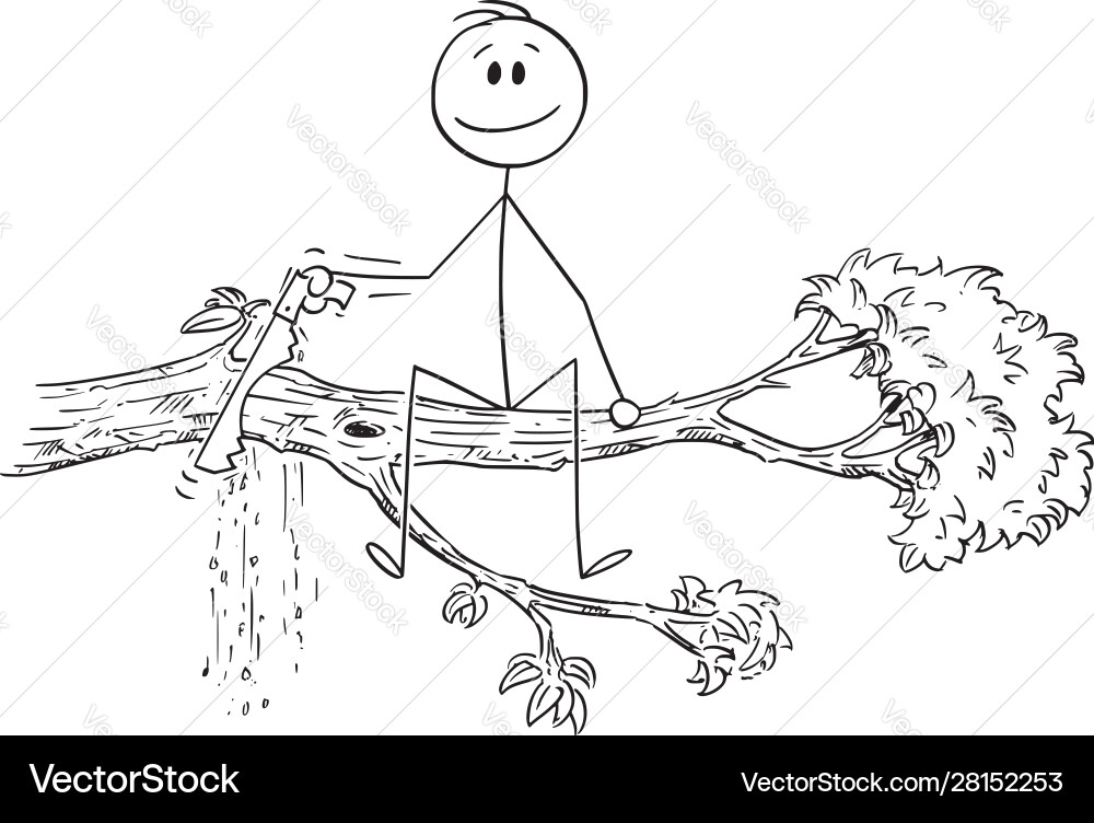 Cartoon man or businessman cutting tree Royalty Free Vector