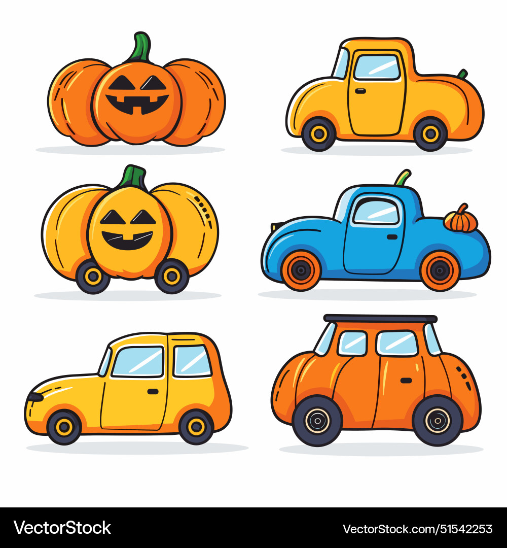 Cartoon pumpkin car halloweenthemed Royalty Free Vector