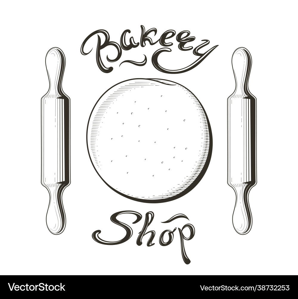 Dough and rolling pin baking Royalty Free Vector Image