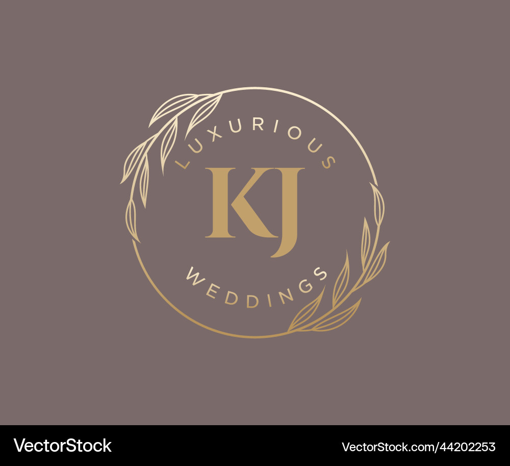 Kj initials letter wedding monogram logos Vector Image