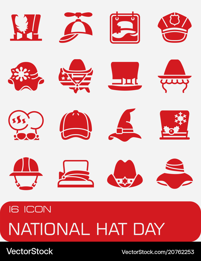 National hat day icon set Royalty Free Vector Image