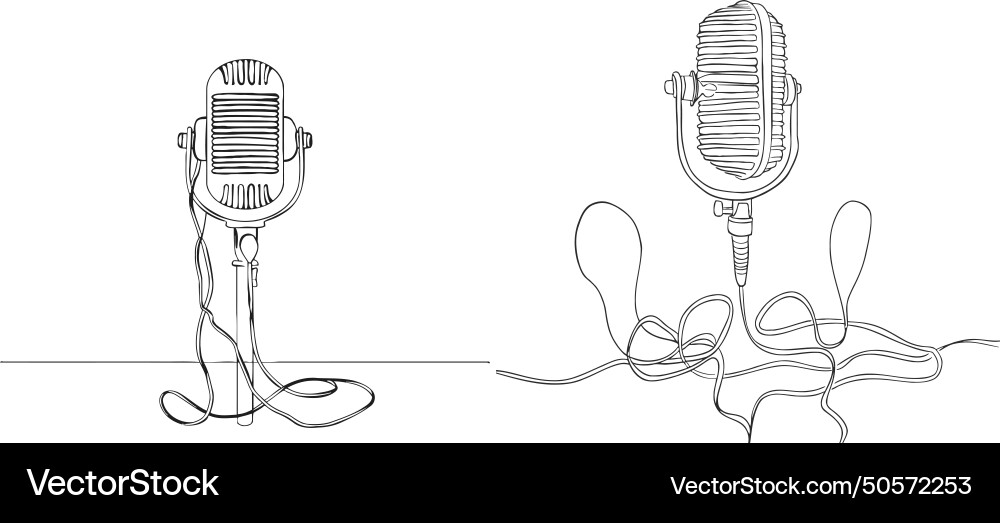 Single one line drawing podcast concept Royalty Free Vector