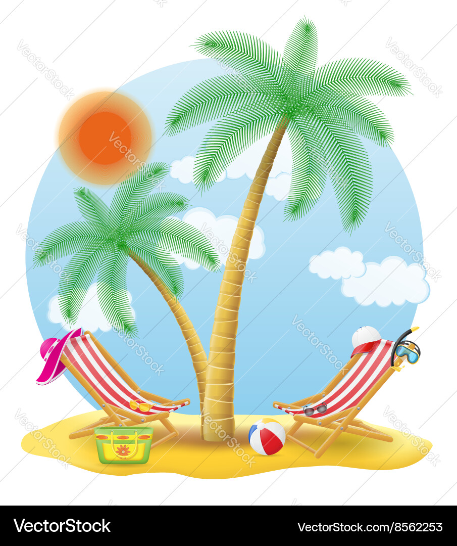 Tropical Palm Tree Beach Scene Royalty Free Vector Image