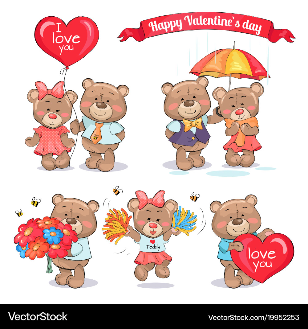 Valentine Teddy Bears Royalty Free Vector Image