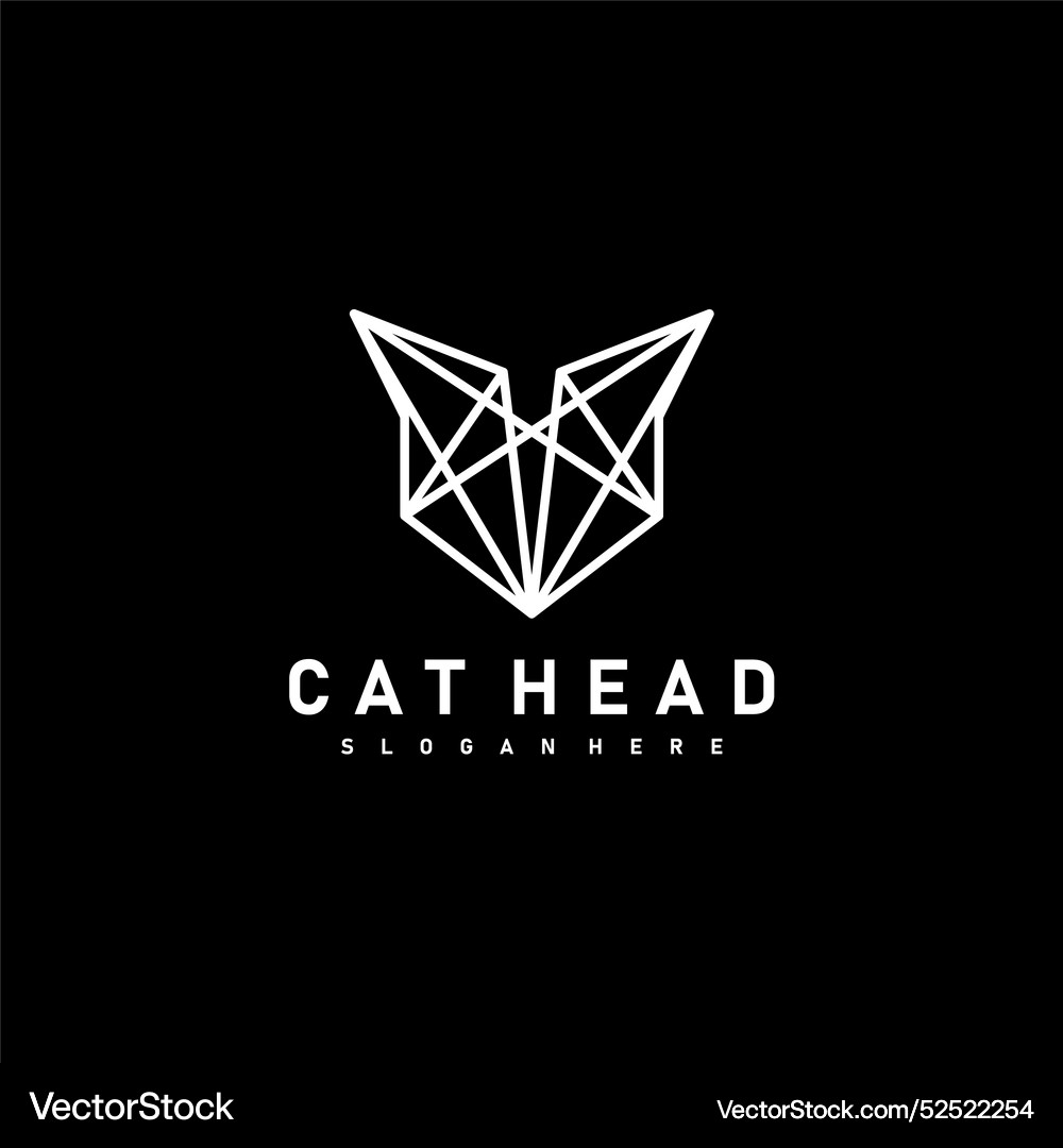 Cat head abstract line logo design Royalty Free Vector Image