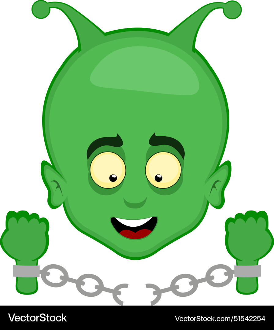 Green alien et head cartoon breaking chains Vector Image