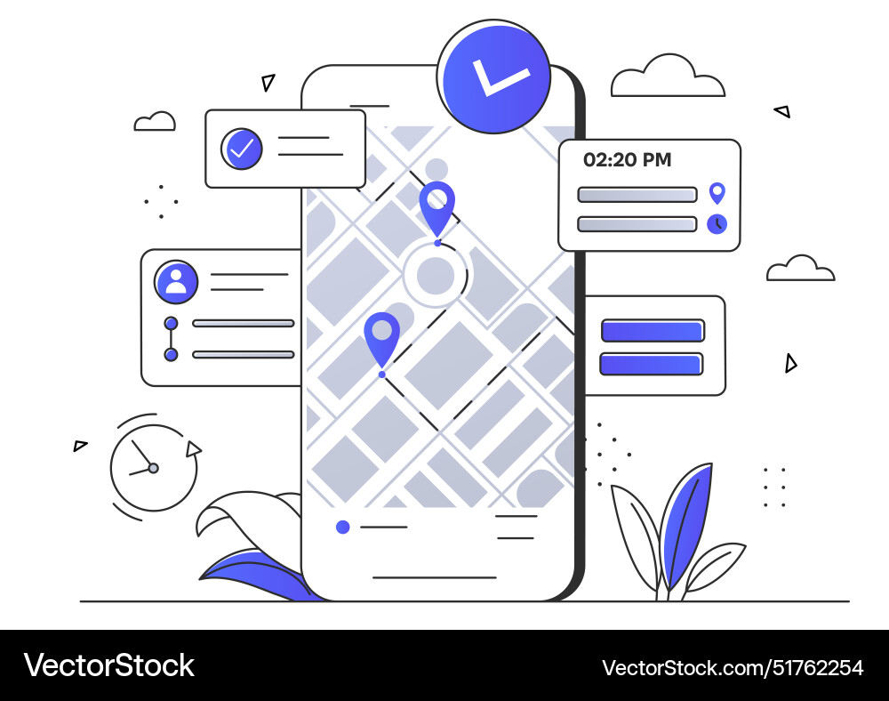 Location map at phone Royalty Free Vector Image