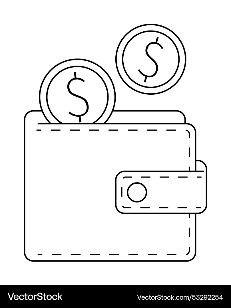 Minimalist wallet with dollar coins depicting Vector Image