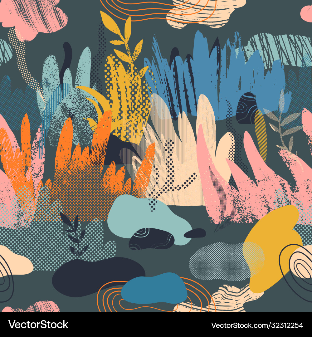 Seamless pattern with abstract plants Royalty Free Vector