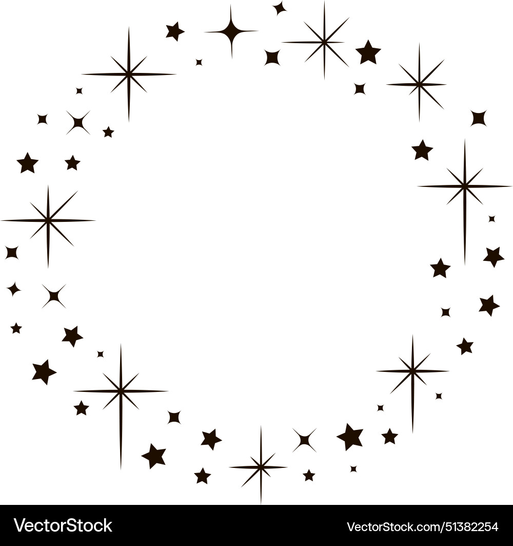 Shiny star circle frame minimalist ornament border