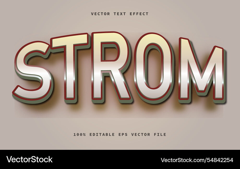 Strom 3d text effect Royalty Free Vector Image