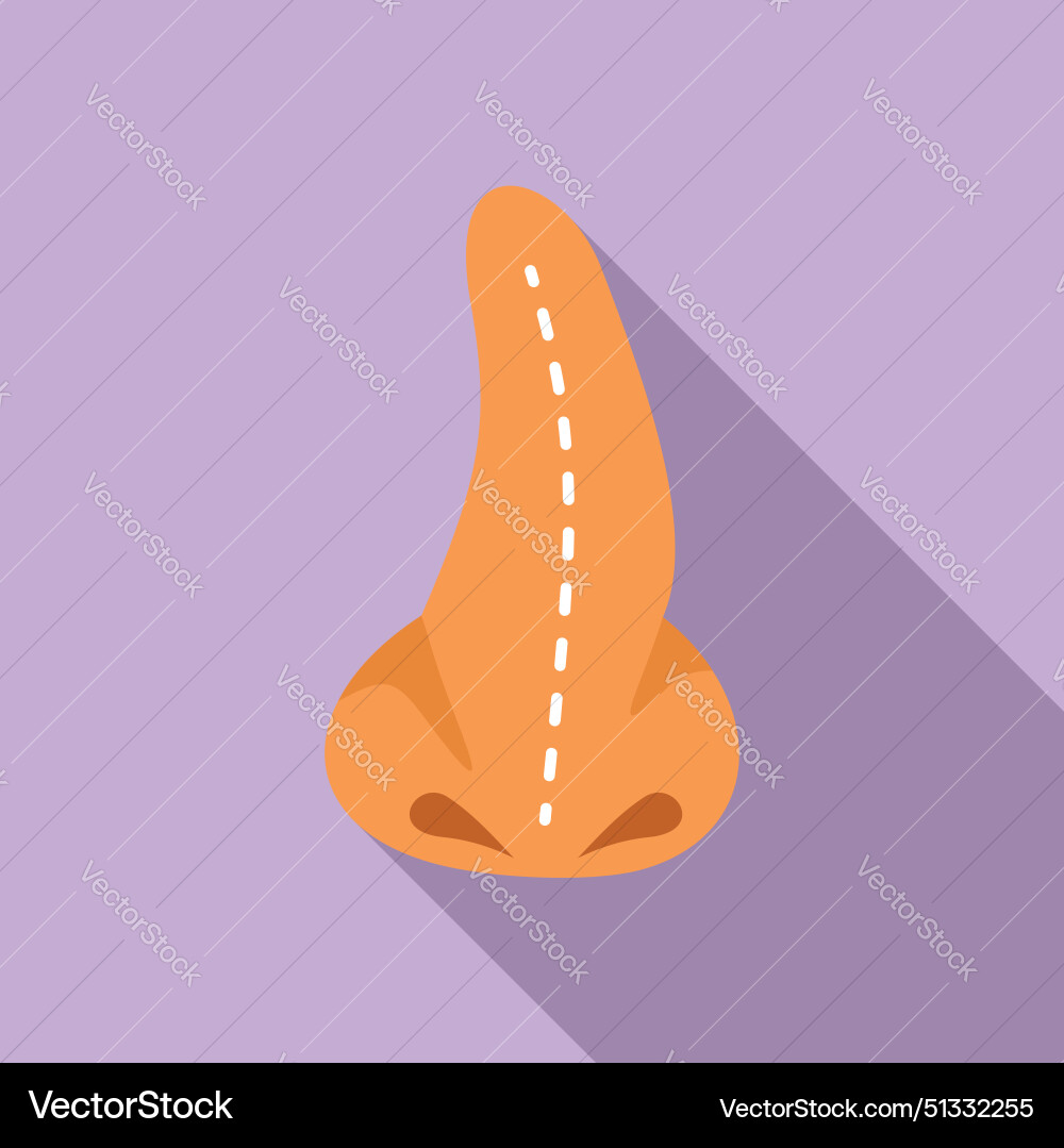 Cartoon nose with shadow on purple Royalty Free Vector Image