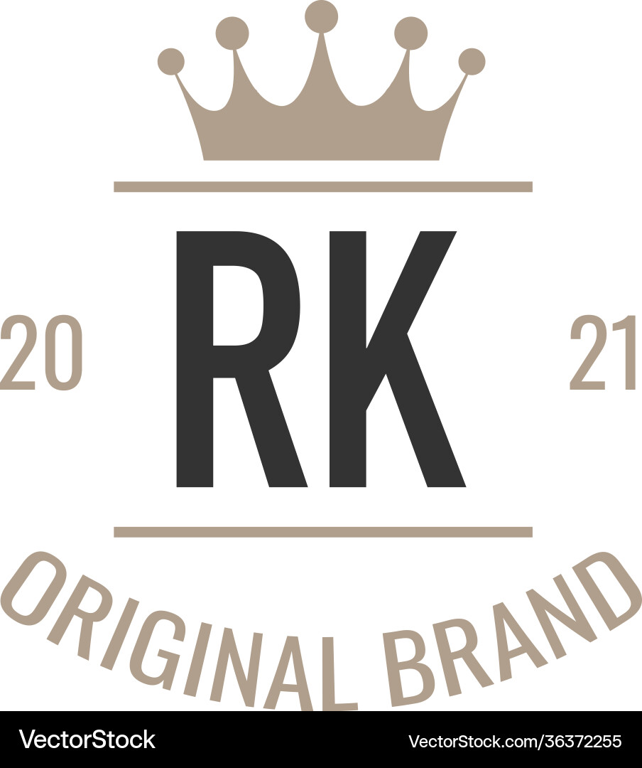Initial letter rk king logo design template Vector Image