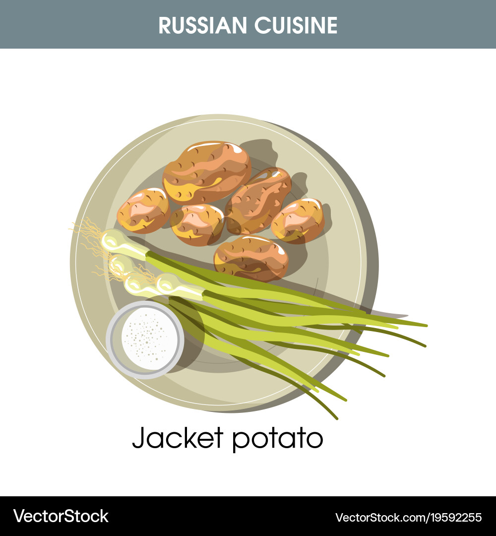 Jacket potato with fresh leek from traditional Vector Image