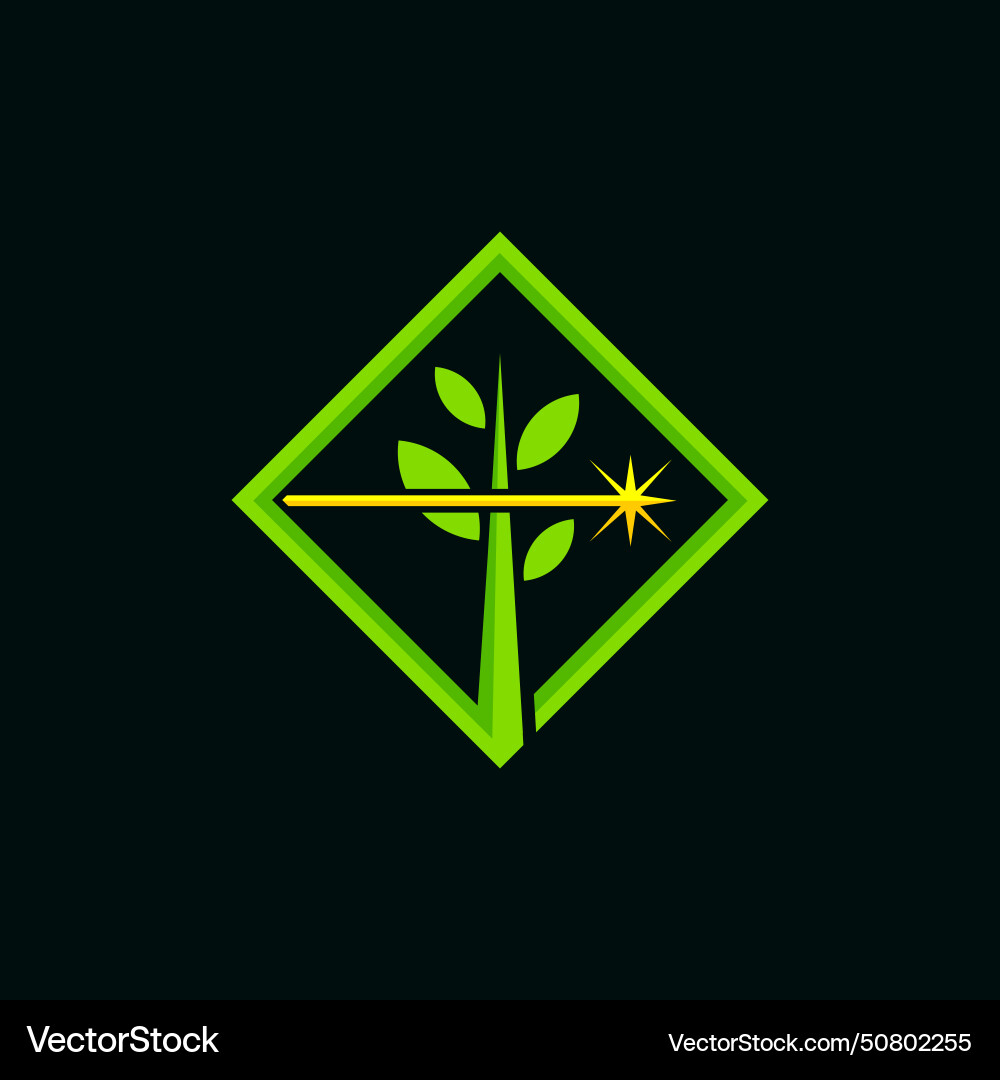 Laser weeding logo weed Royalty Free Vector Image