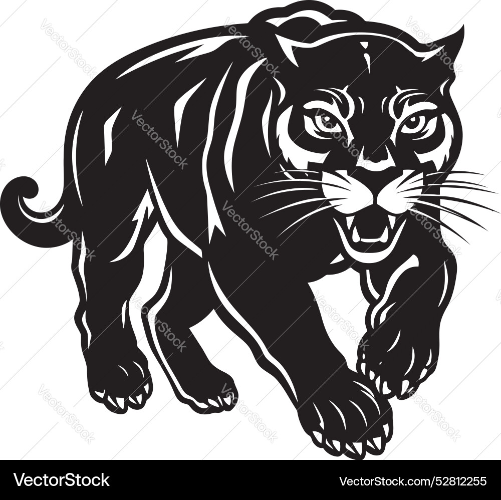 Panthera pounce running panther emblem agile Vector Image