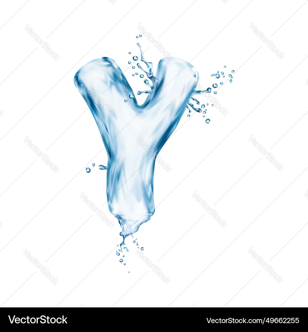 Realistic water font letter y type liquid aqua Vector Image