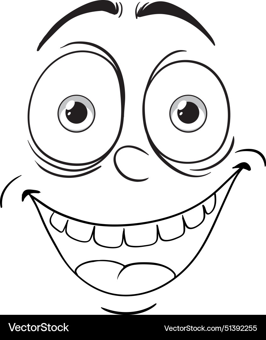 Smiling face with wide eyes and grin Royalty Free Vector