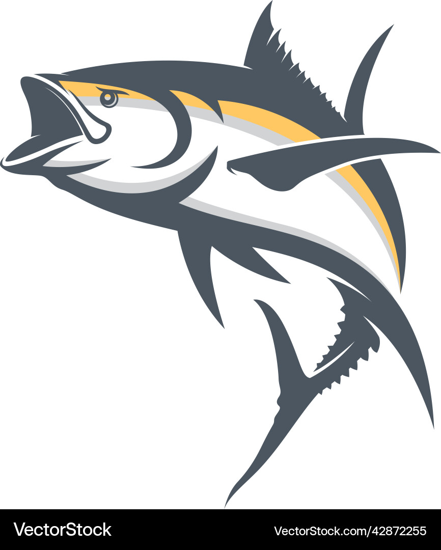 Tuna fish fishing template Royalty Free Vector Image