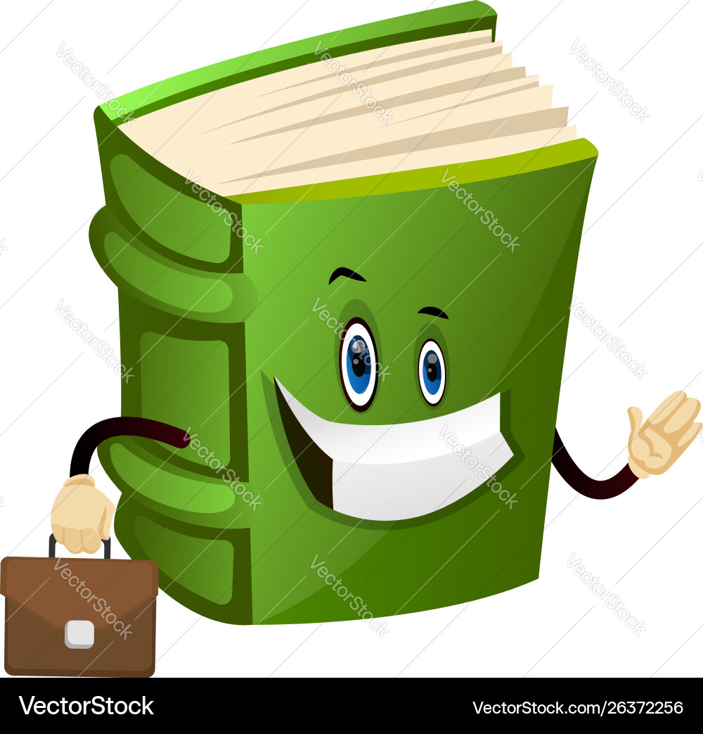 Cartoon book character is saying hello on white Vector Image