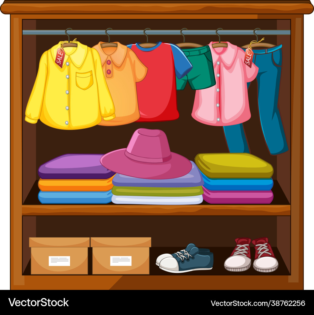Clothes in wardrobe Royalty Free Vector Image - VectorStock