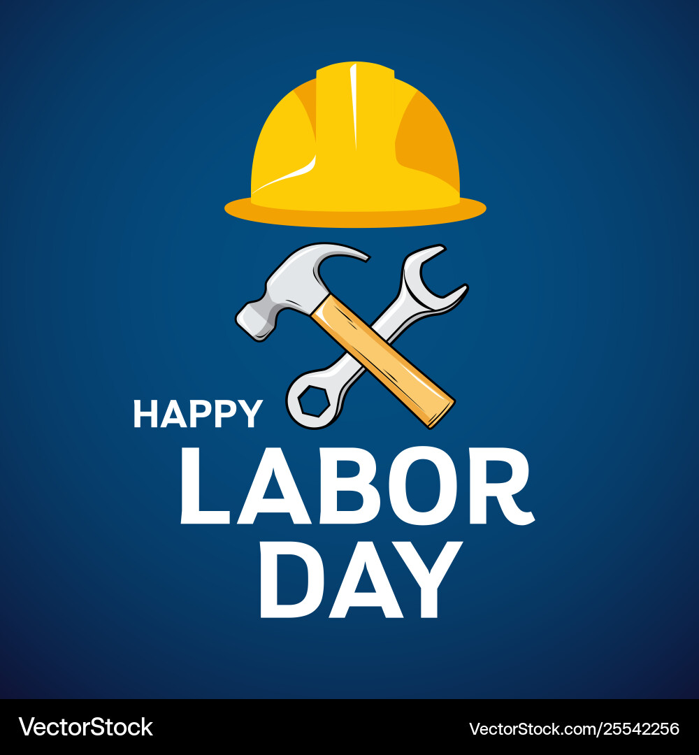 Happy labor day architect cap hammer wrench Vector Image