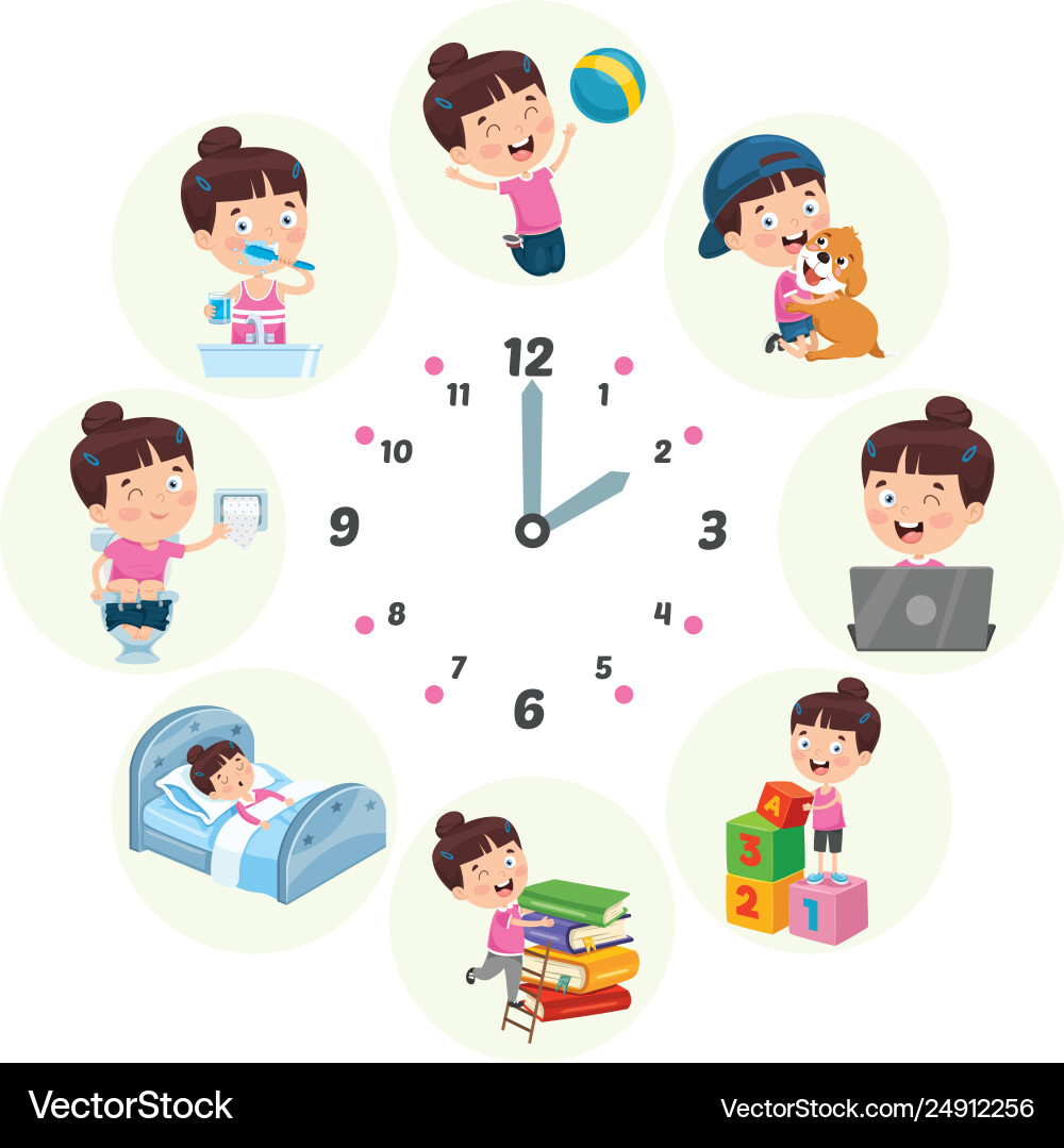 Kids daily routine activities Royalty Free Vector Image