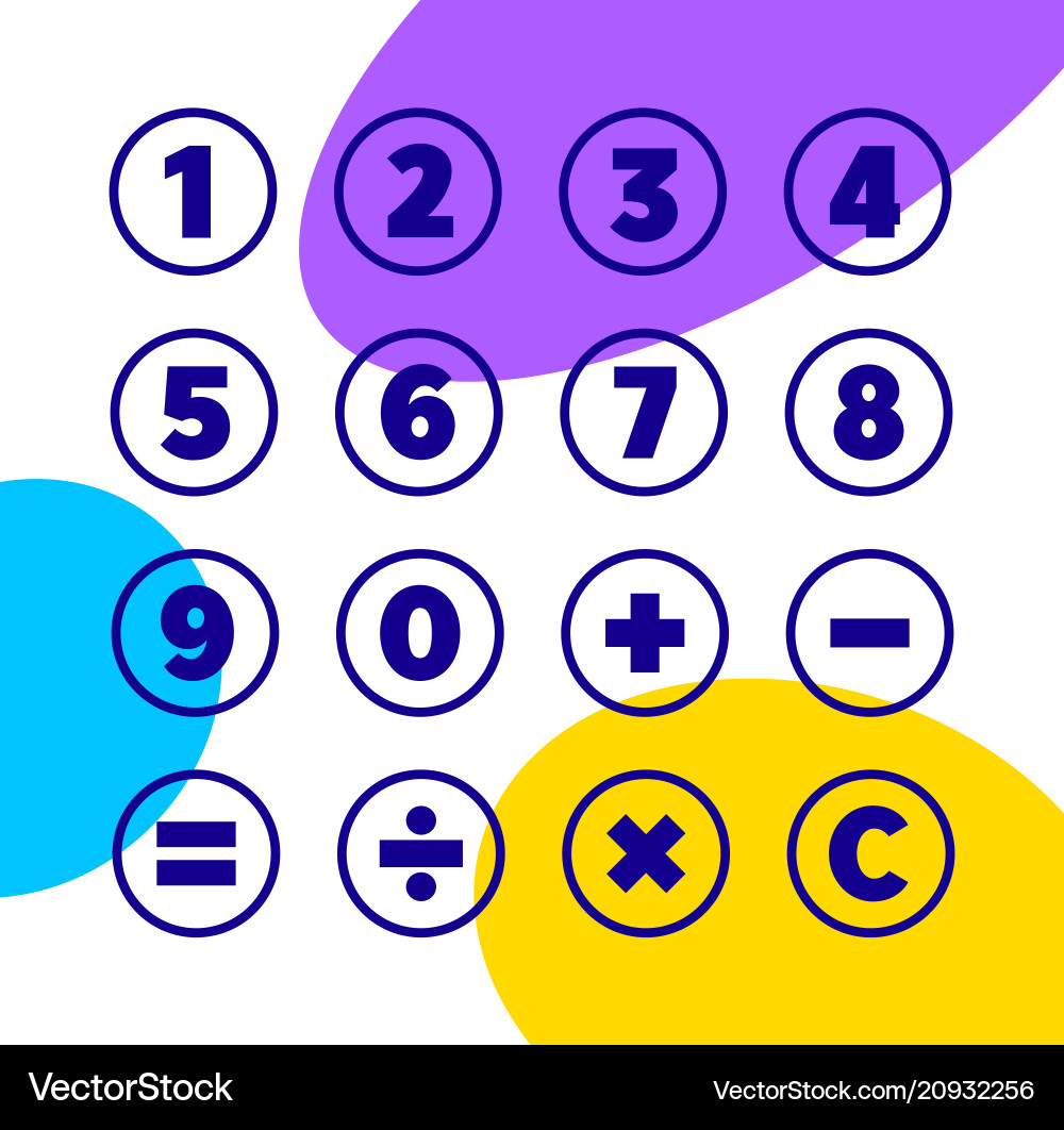 Numbers and mathematical symbols icons Royalty Free Vector