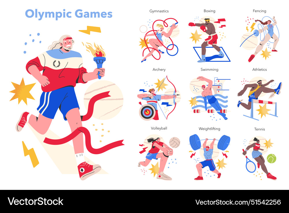 Olympic games flat Royalty Free Vector Image - VectorStock