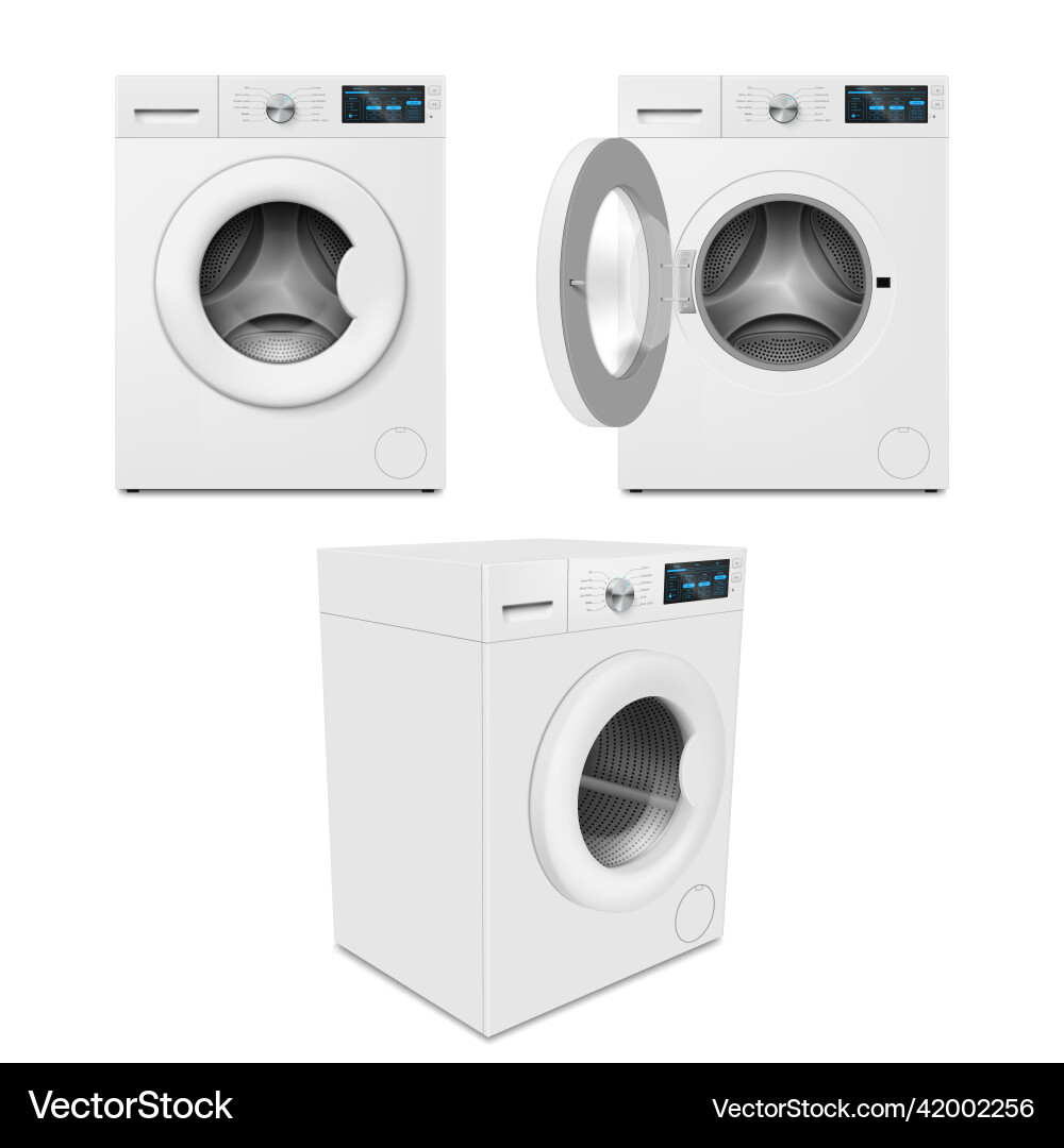 Realistic washing machine different view Vector Image