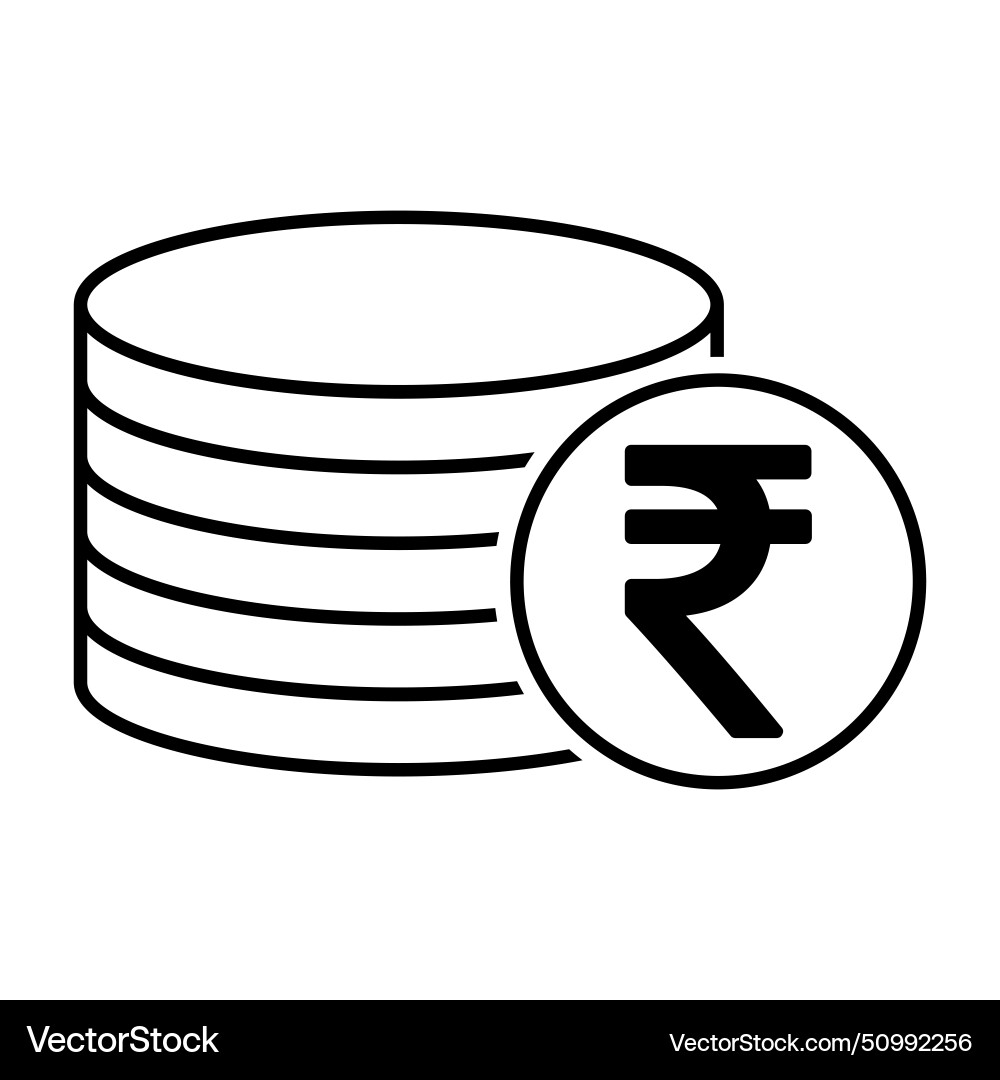 Rupee stack coin flat icon money design cash sign Vector Image