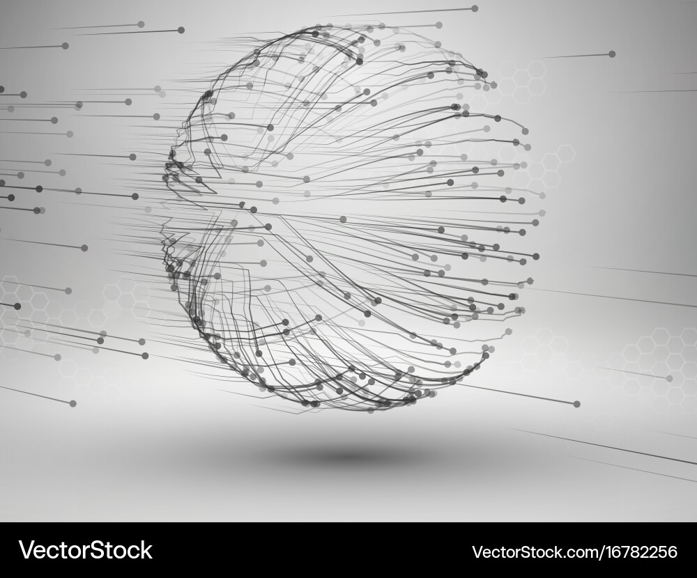 Sphere with connected lines and dots wireframe Vector Image