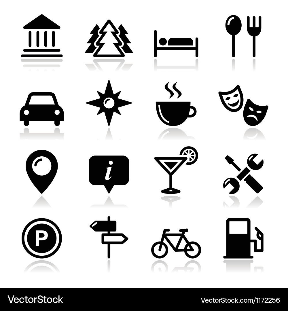 Travel tourism icons set Royalty Free Vector Image