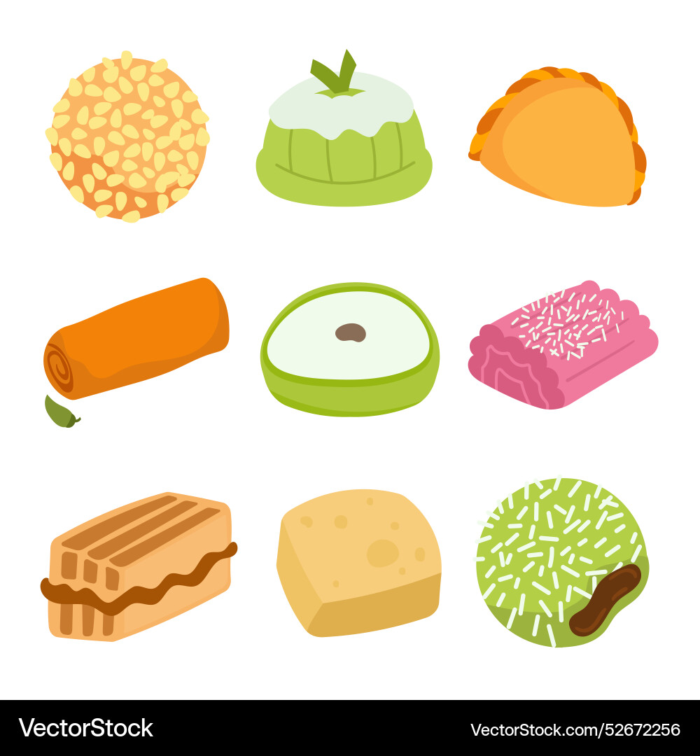 Various indonesian traditional snacks set Vector Image