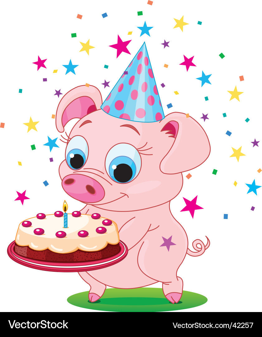 Birthday pig Royalty Free Vector Image - VectorStock