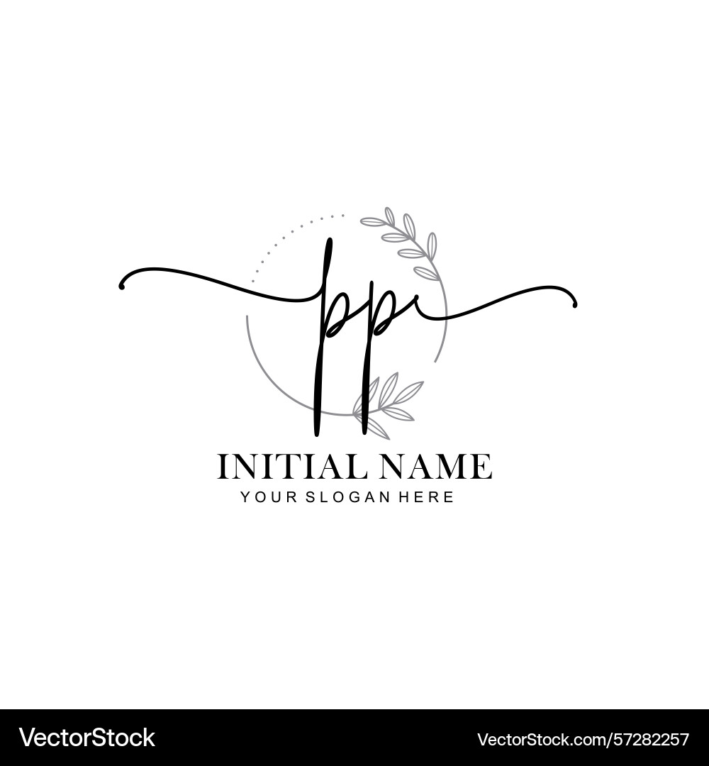 Floral monogram logos with pp initials Royalty Free Vector