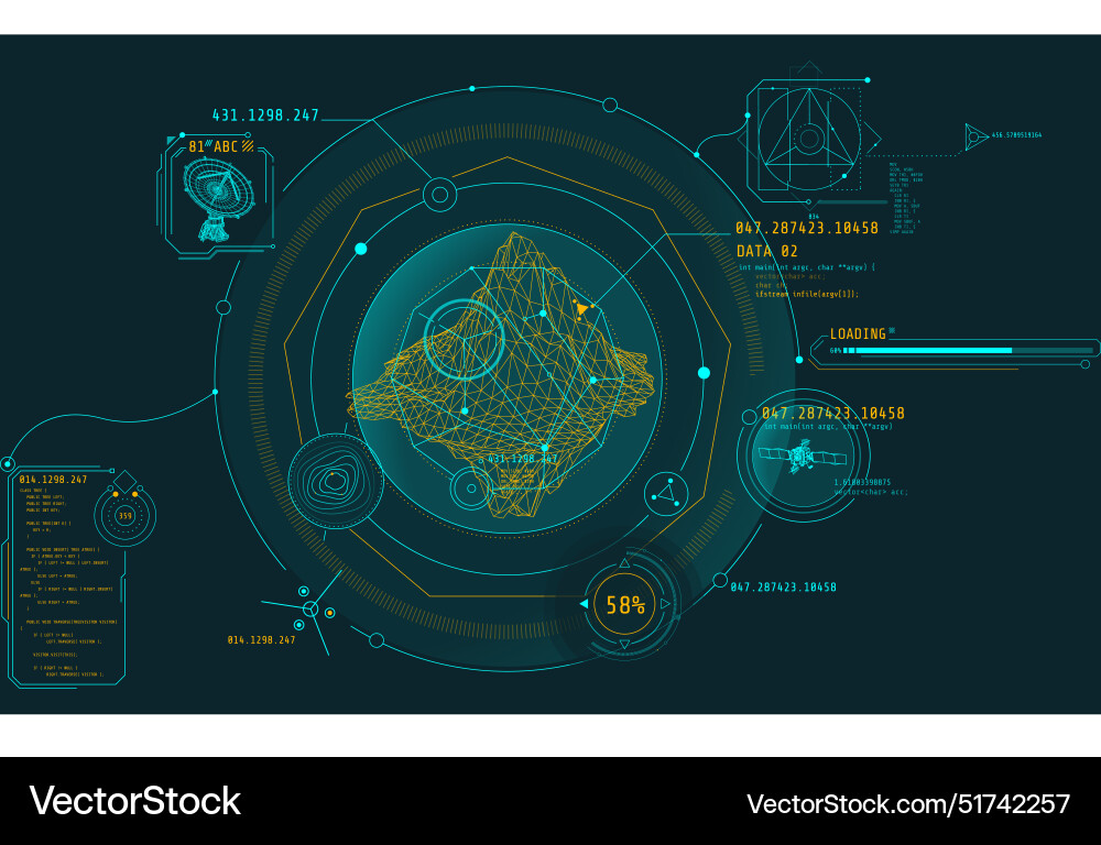 Futuristic hud interface for planetary geological Vector Image