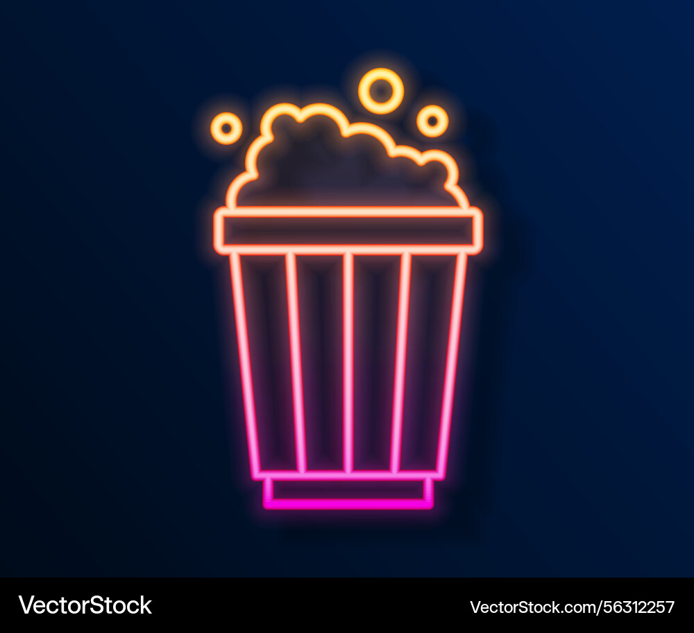 Glowing Neon Popcorn Icon Royalty Free Vector Image