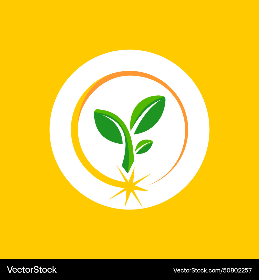 Laser weeding logo with leaf concept Royalty Free Vector