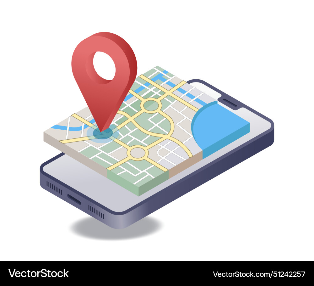 Location map application flat isometric 3d Vector Image