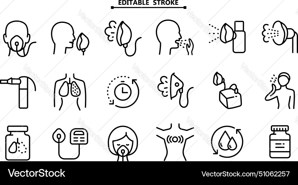Nebulizer signs collection editable stroke Vector Image