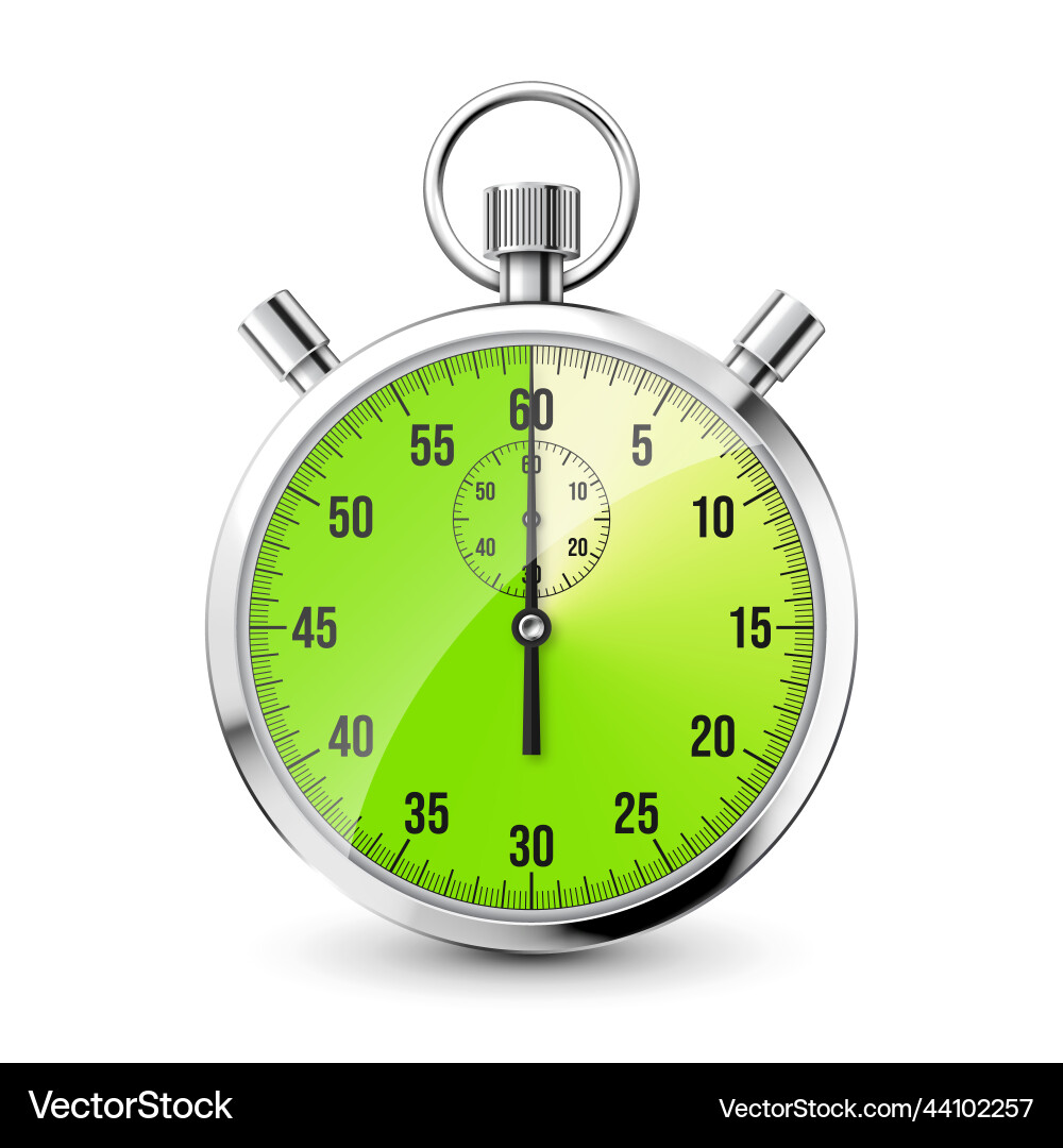 Realistic classic stopwatch icon shiny metal Vector Image