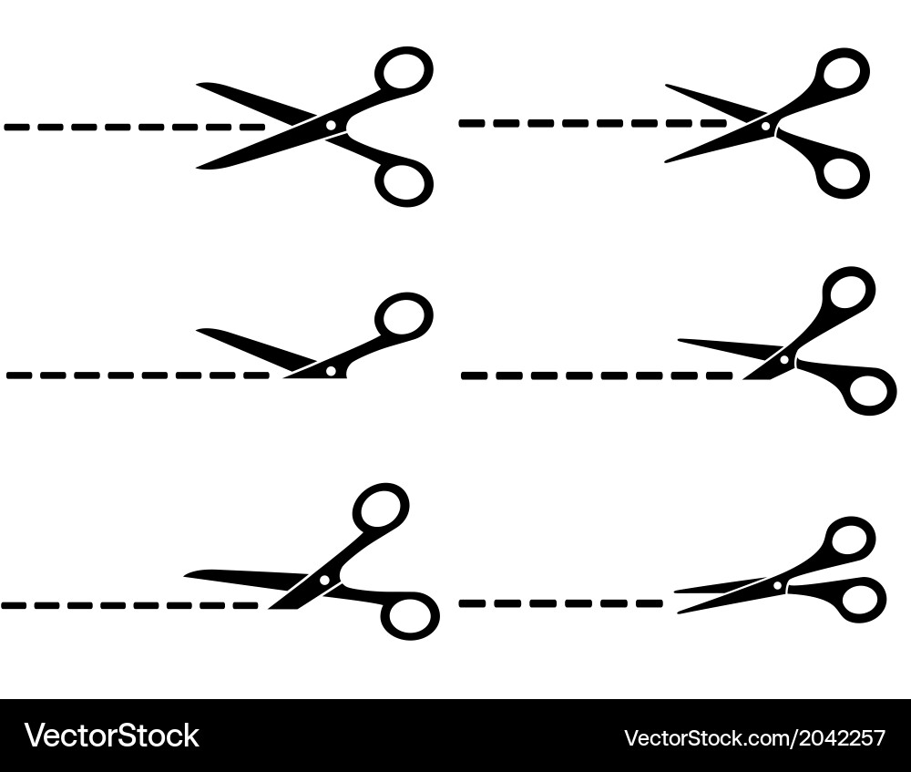 Scissors with cut lines Royalty Free Vector Image