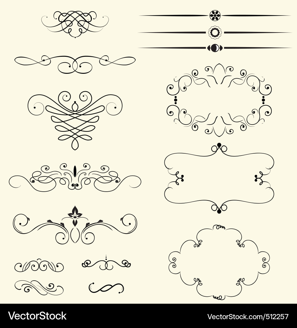 Vintage Swirls & Ornamental Elements Vector Image